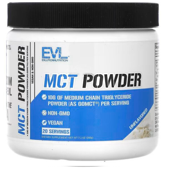 MCT Powder, Unflavored, 200g, EVLution Nutrition | Vitax.ro