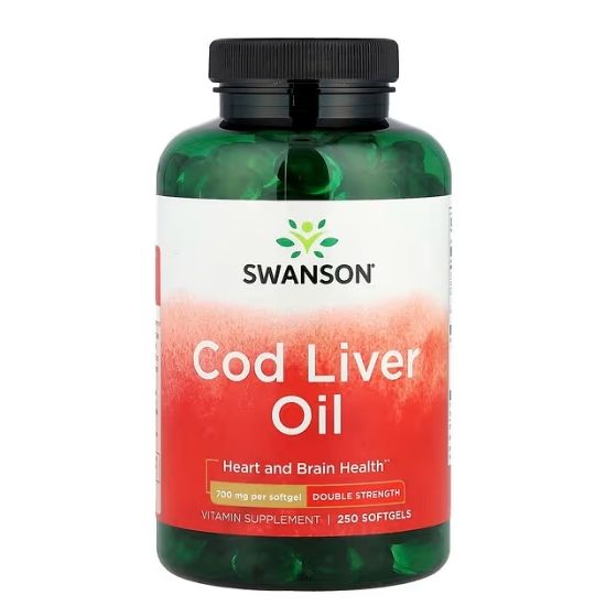 Cod Liver Oil, 700mg Double-Strength, 250 softgels, Swanson– Vitax.ro