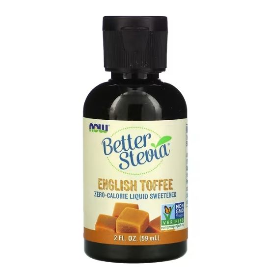 Better Stevia Liquid, English Toffee, 59 ml, NOW Foods | Vitax.ro