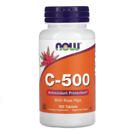 Vitamin C-500 with Rose Hips, 100 tablets, NOW Foods | Vitax.ro