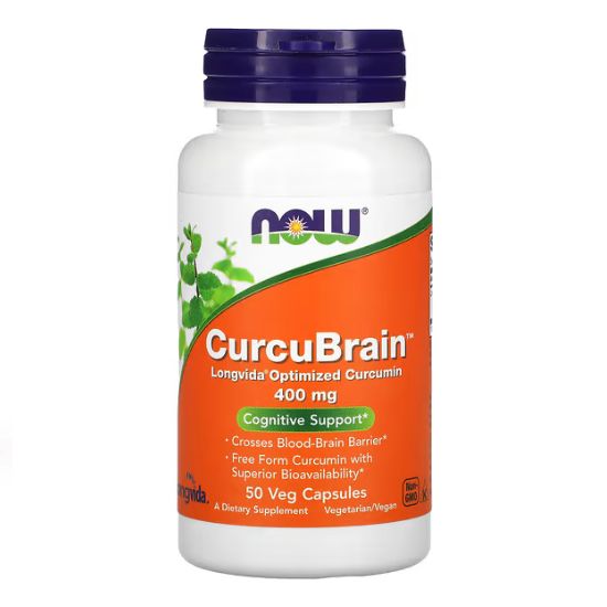 CurcuBrain, 400mg, 50 vcaps, NOW Foods– Vitax.ro
