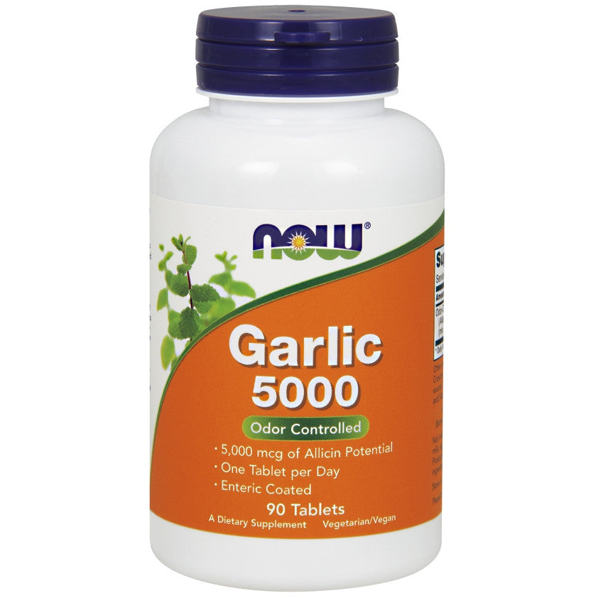 Garlic 5000, Odor Controlled, 90 tablets, NOW Foods– Vitax.ro