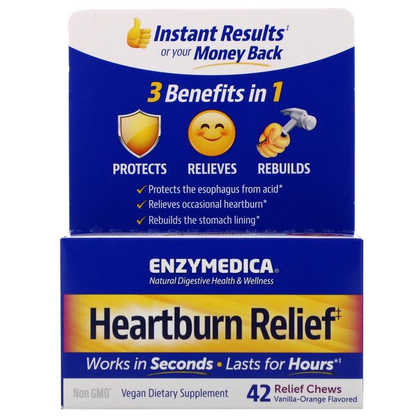 Heartburn Relief, Vanilla-Orange - 42 chewables | Vitax.ro