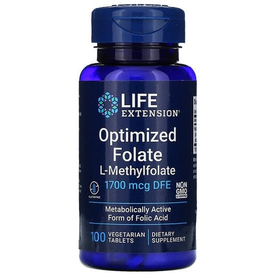 Optimized Folate, 1700mcg, 100 vegetarian tabs, Life Extension | Vitax.ro