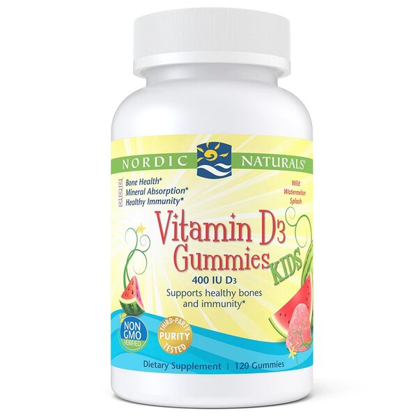 Vitamin D3 Gummies Kids, 400 IU Wild Watermelon Splash - 120 gummies ...